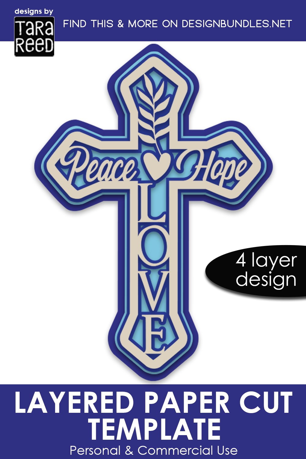 Cross Layered Paper cut template for crafting