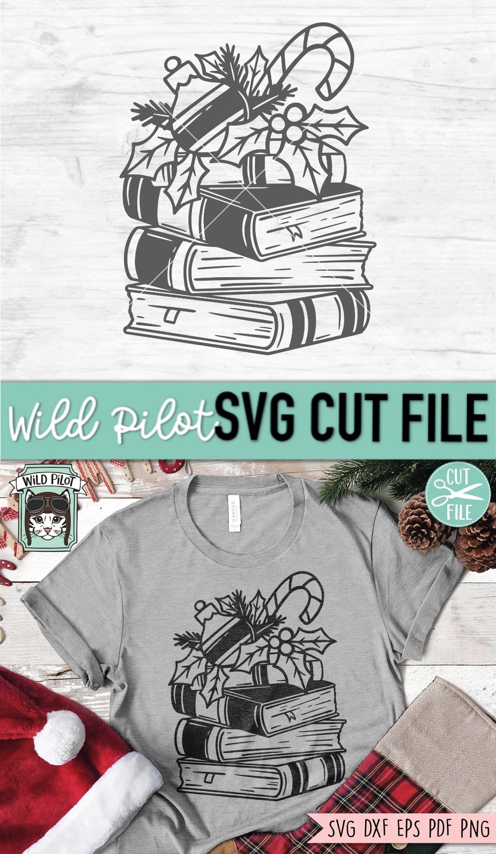 Christmas SVG, Books SVG, Reading SVG, Teacher Gift SVG