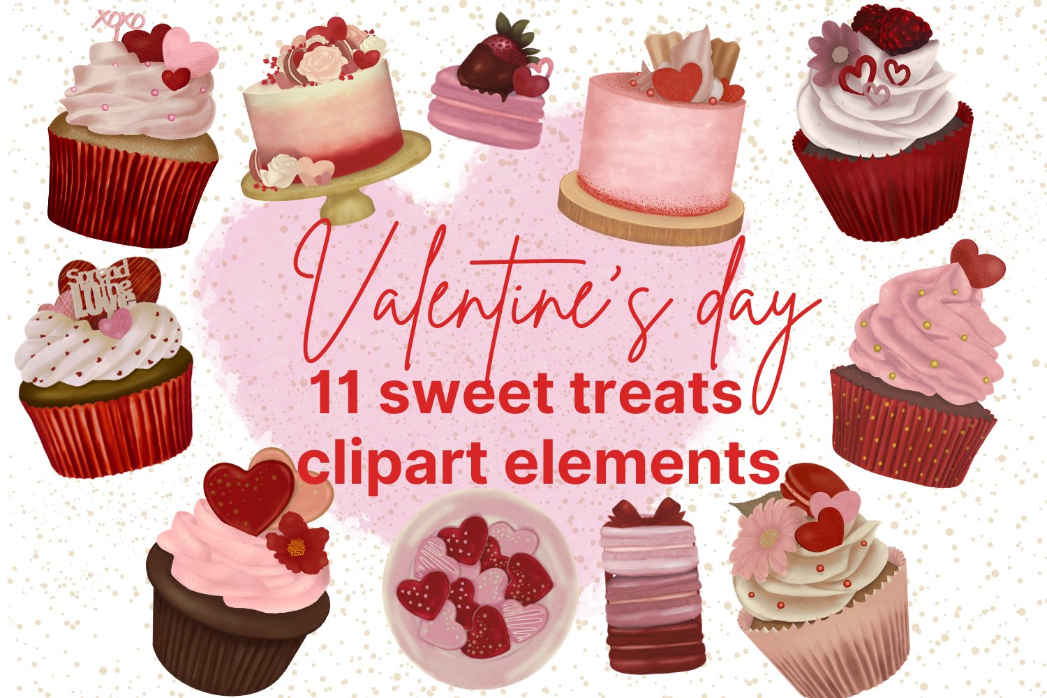 Valentine sweets clipart 11 elements set