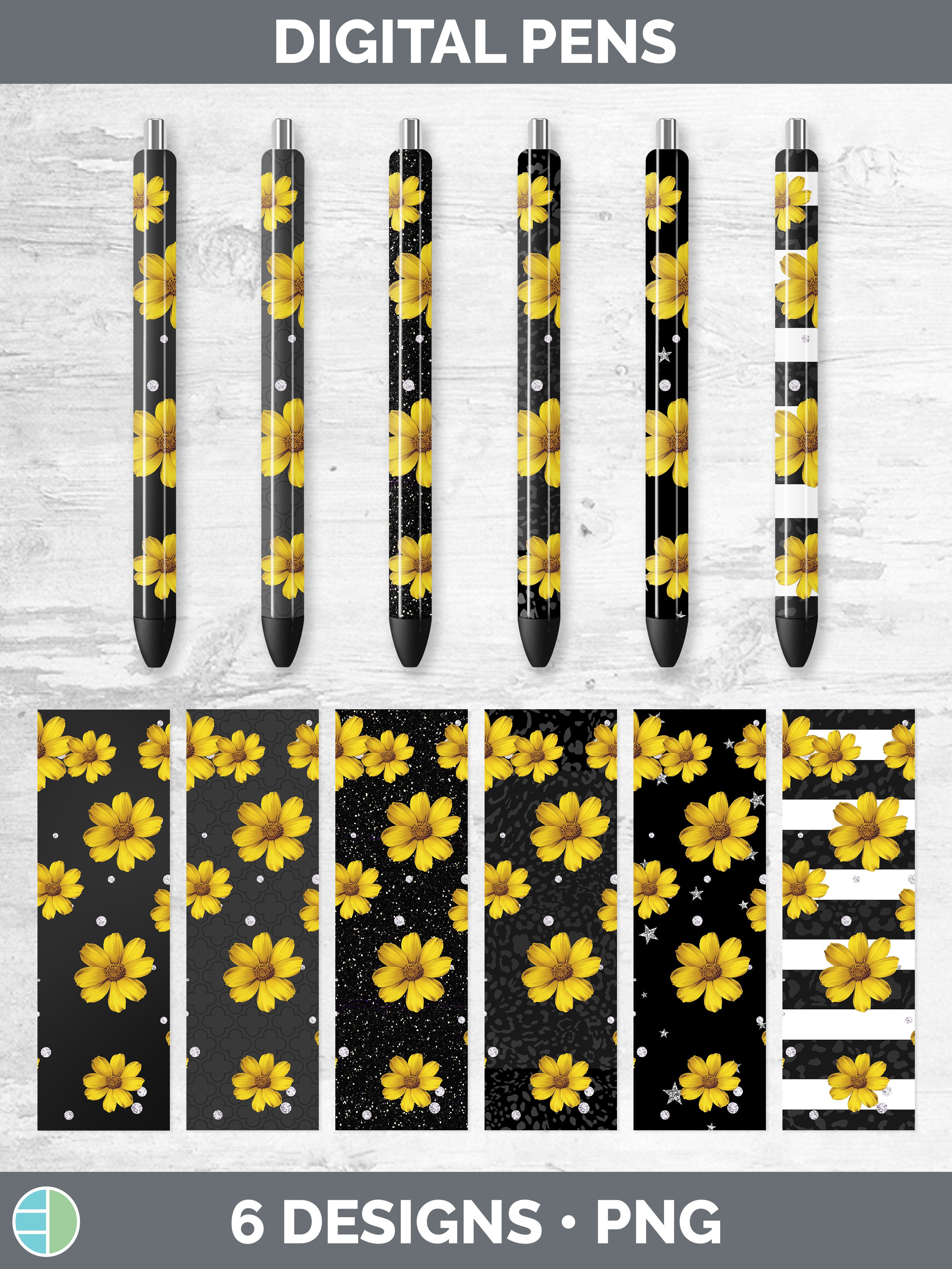 Yellow Flowers Pen Wraps | Epoxy Sublimation Bundle