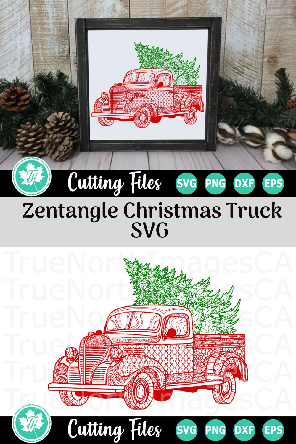 Zentangle Christmas Truck - A Christmas SVG Cut (520719)