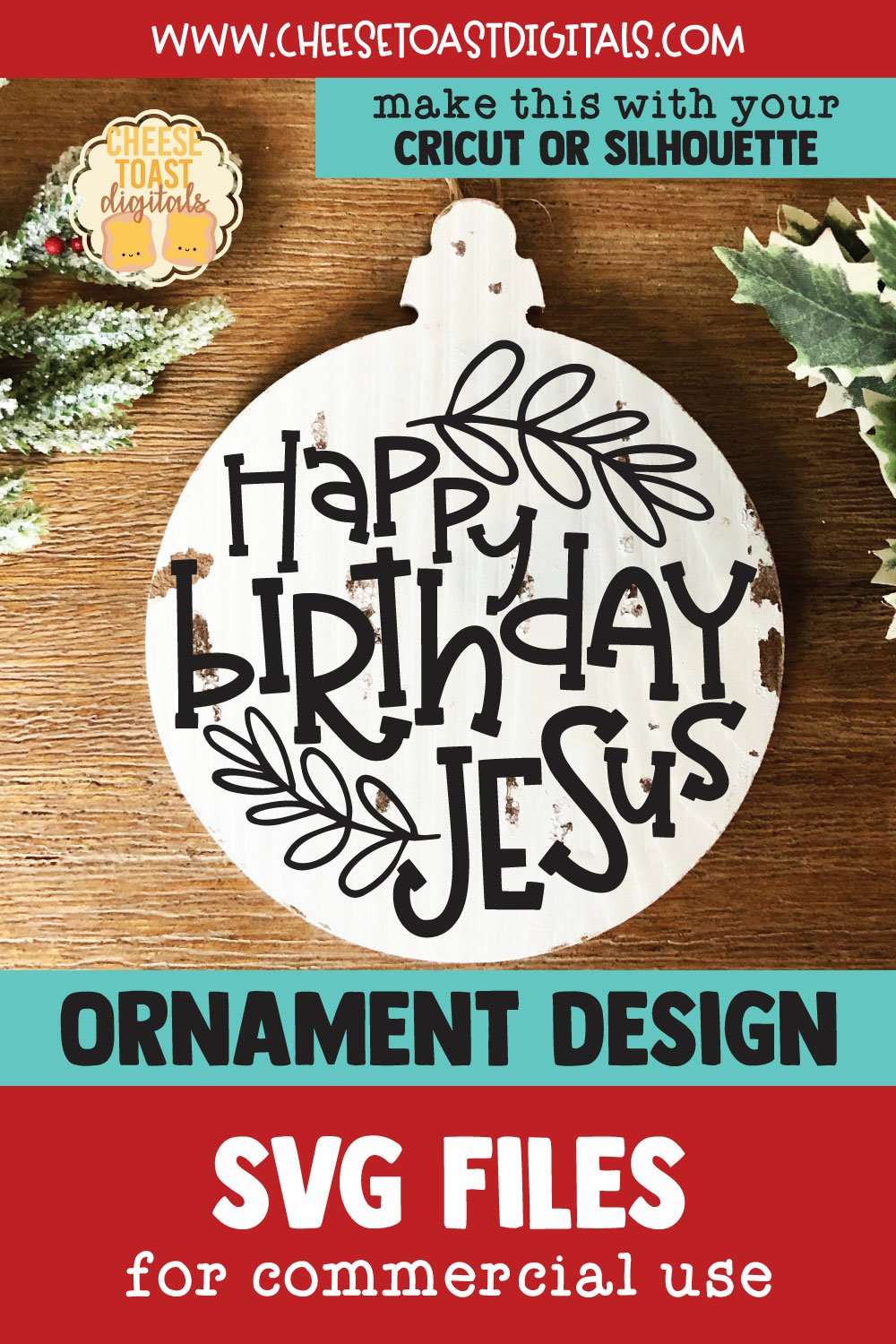Happy Birthday Jesus | Christmas Ornament SVG for Rounds