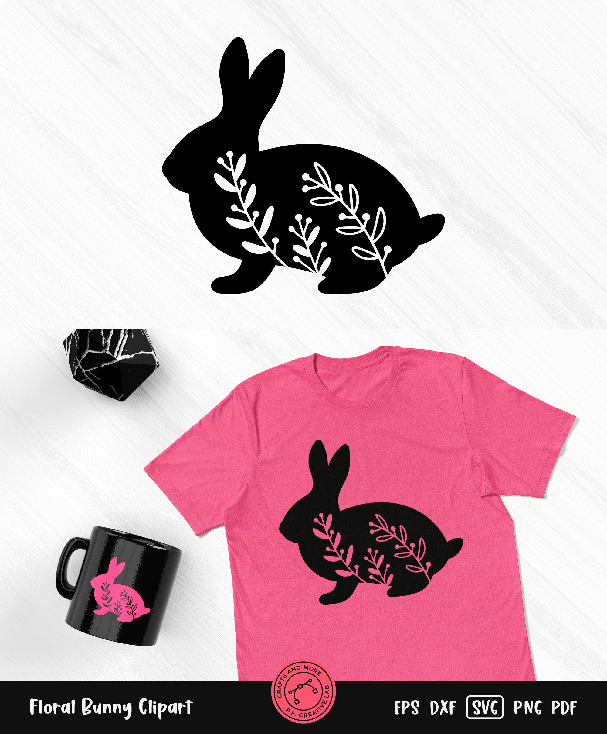 Easter Bunny Clipart | Floral Rabbit