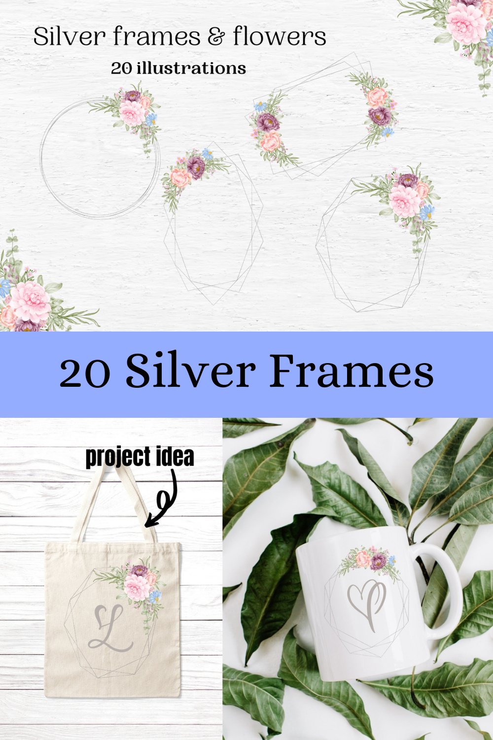 Silver Geometric Frames, Silver Wedding Frames (2509187)