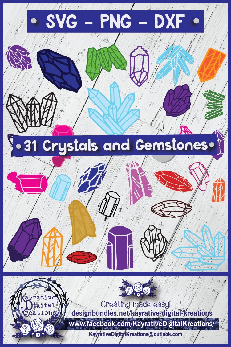 Crystals and Gemstones SVG, Jewel Cutting Files