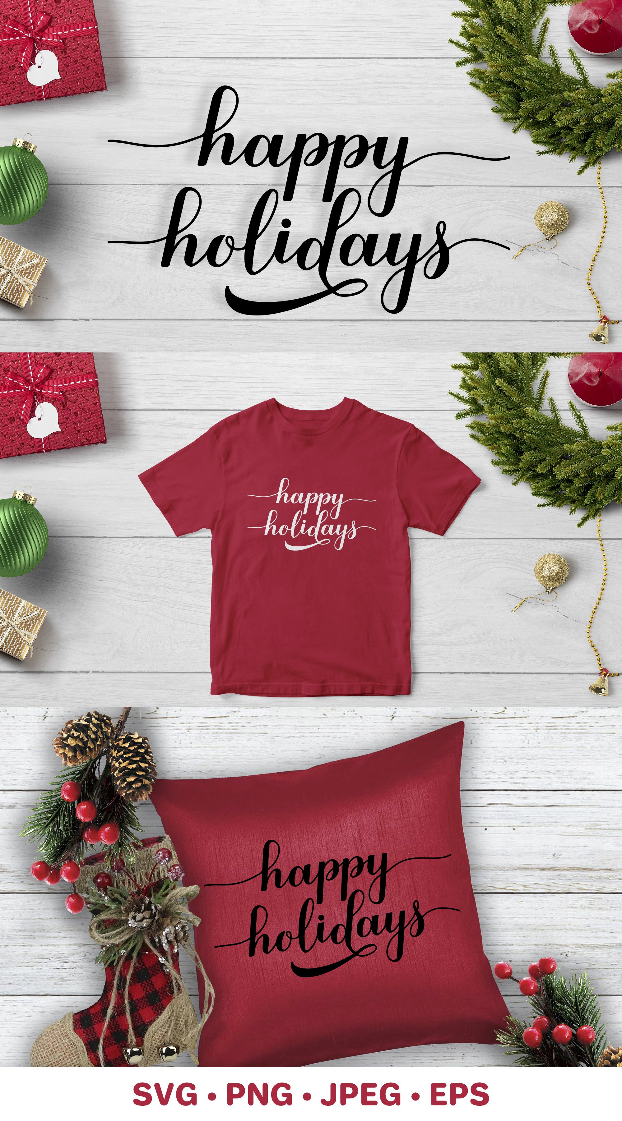 Happy Holidays SVG. Christmas sign. Winter holidays.