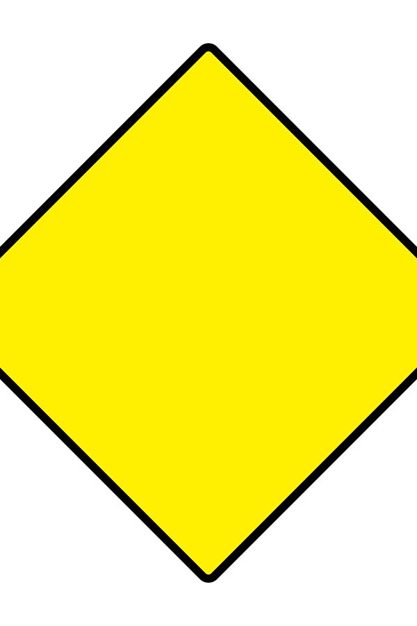 Blank yellow rhombus. Warning road sign. Construction symbol