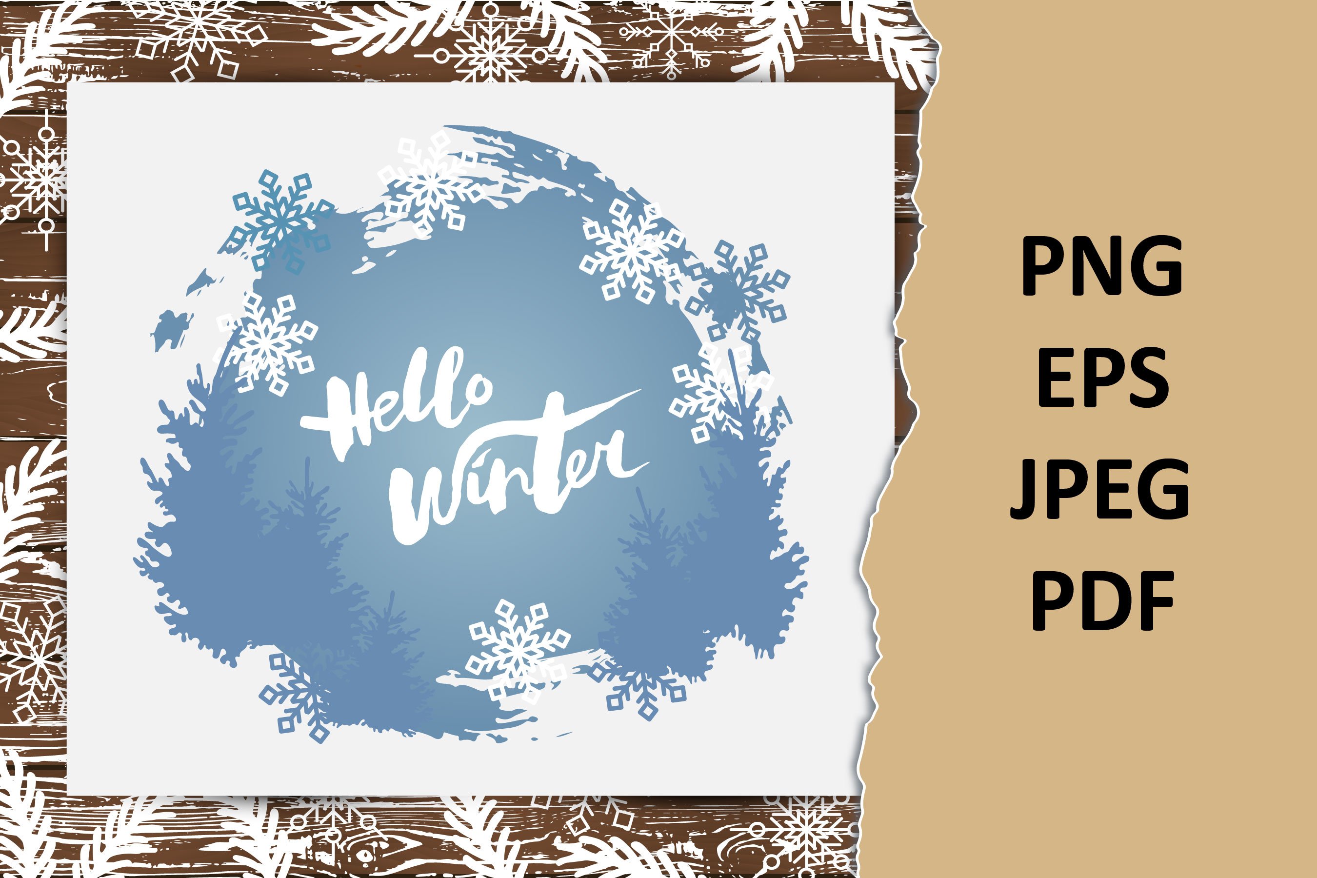 Hello Winter digital clipart. Printable. PNG|EPS|JPEG|PDF