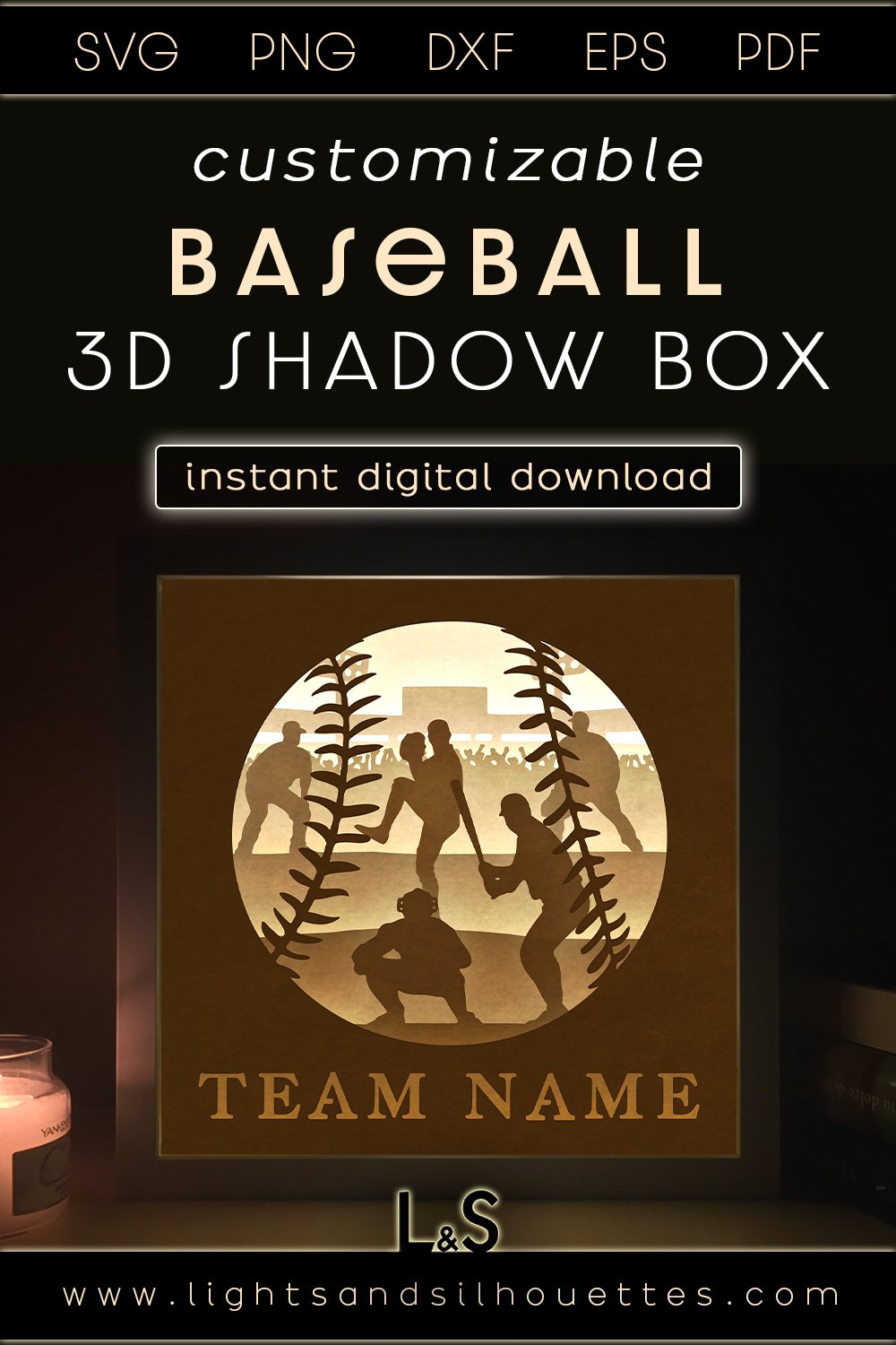 Customizable Baseball Svg Shadow Box | Paper Cut Template