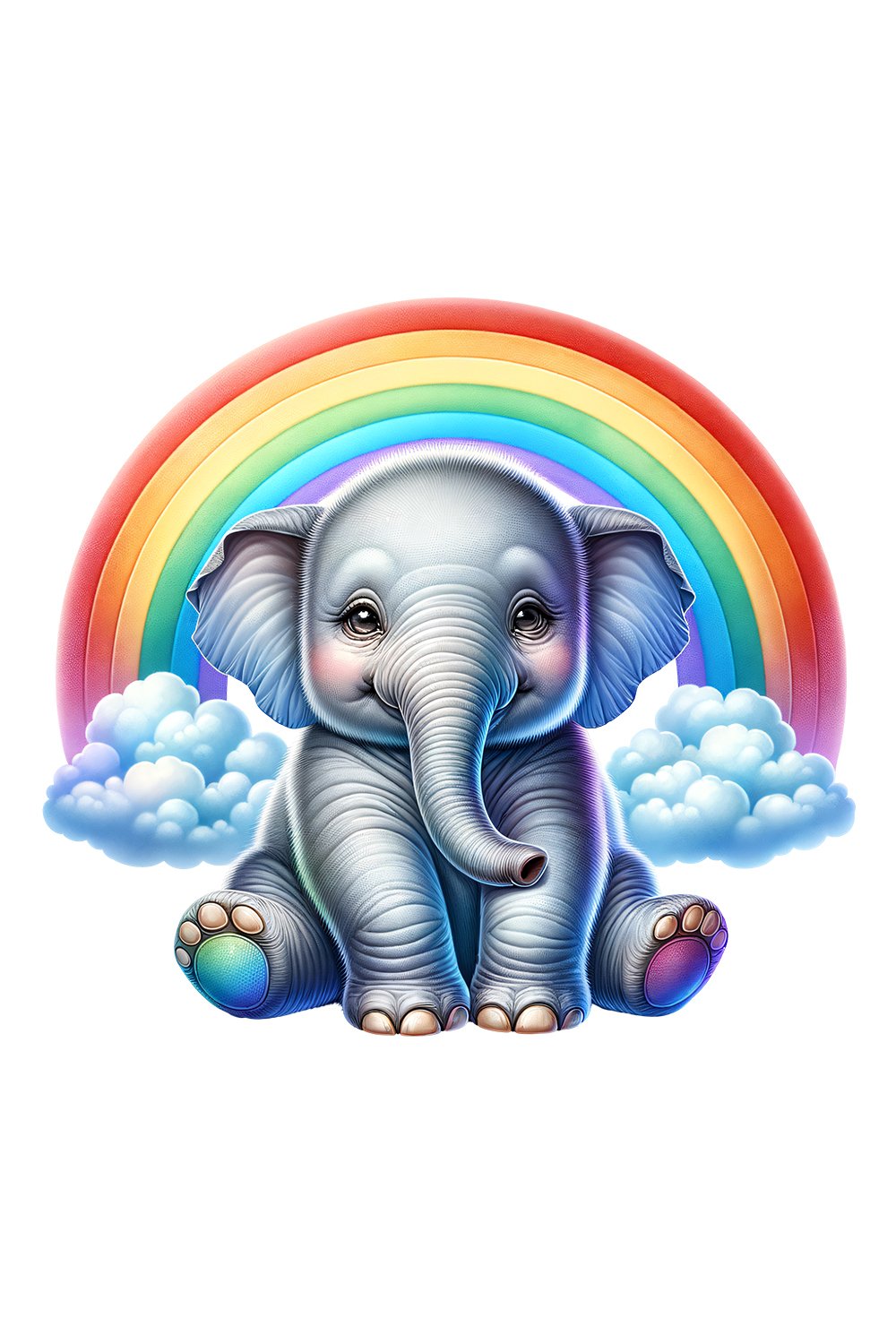 Elephant with Rainbow Clipart, Animals Clipart (3487720)