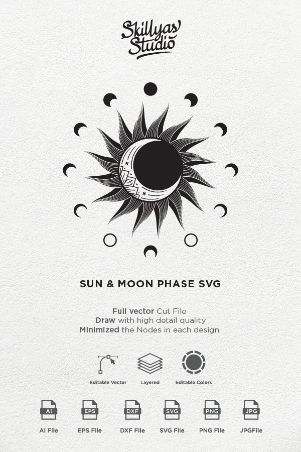 Sun and Moon Phase Clipart SVG