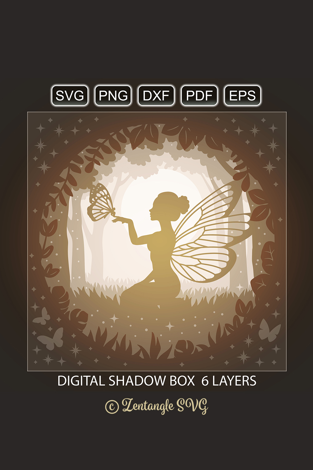 Fairy light box SVG, 3d layered shadow box (5502395)