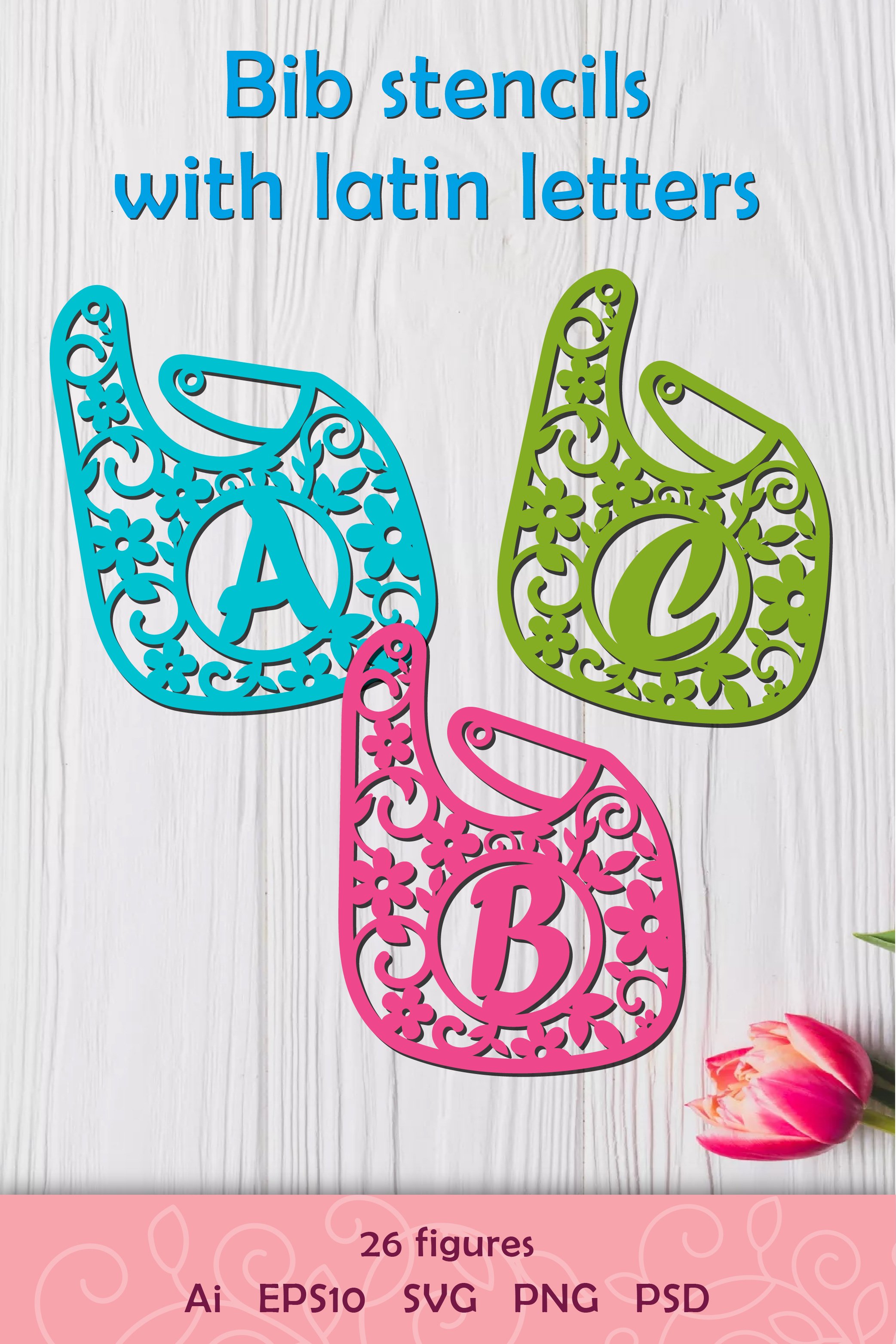Bib stencils with Latin letters. SVG (1191633)