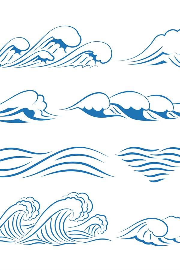 Sea waves vector icons