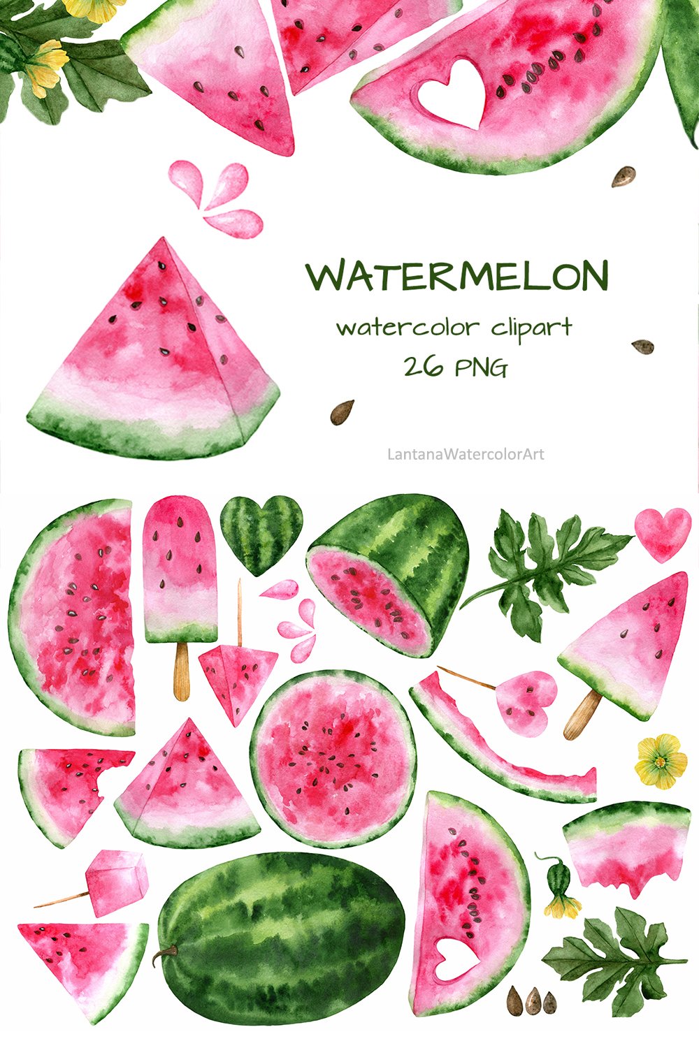Watercolor Watermelon Clipart (1872697)