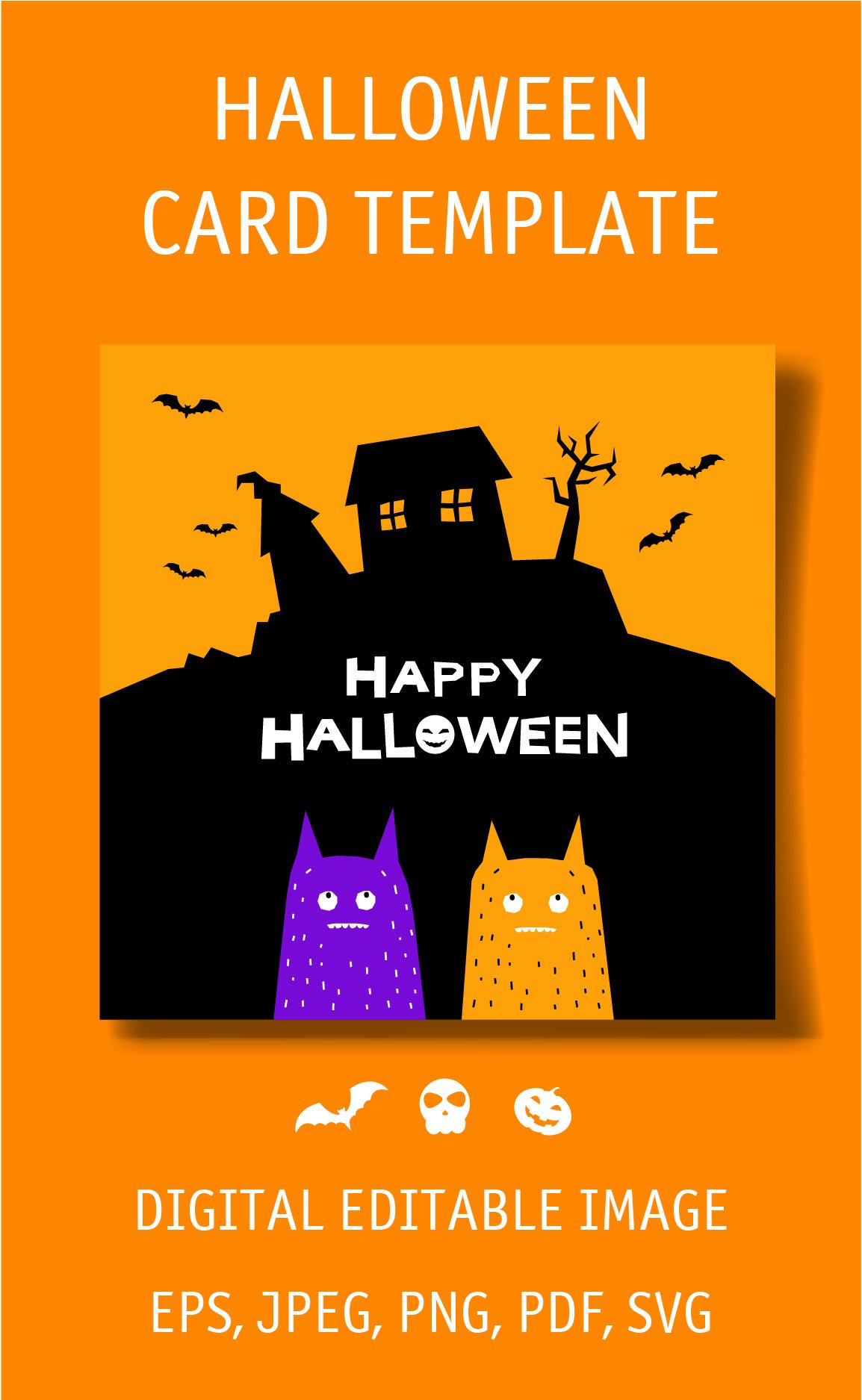Happy halloween card. Digital editable print. (869776)