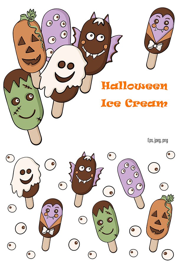 Happy Halloween chocolate ice cream clipart (1559158)