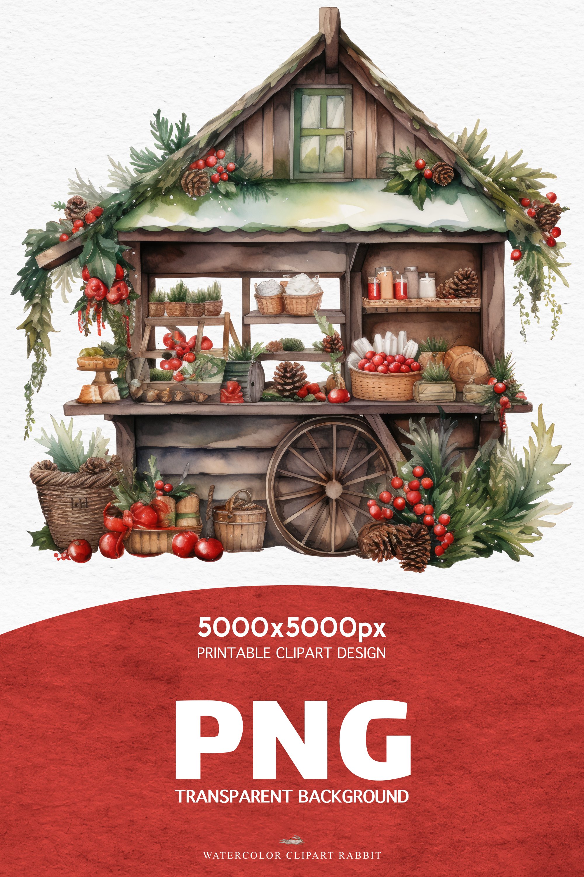 Christmas Vintage Candy Storefront House Winter Shop Clipart