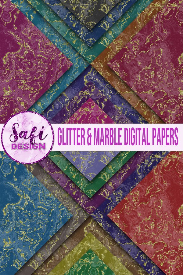 Glitter and Marble Digital Paper Backgrounds