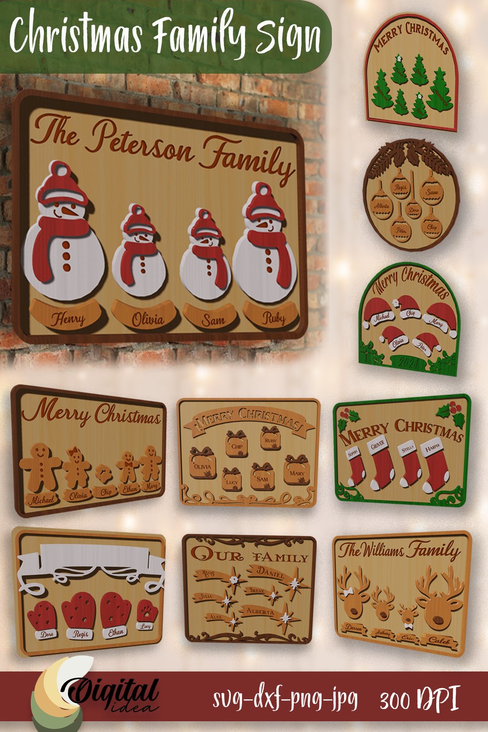 Christmas family signs. Personalised Christmas laser bundle