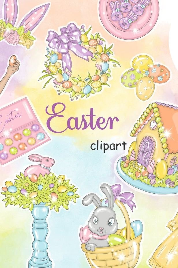 Easter CLIPART Cute Bunny Eggs Bunnies Rabbits Stickers PNG
