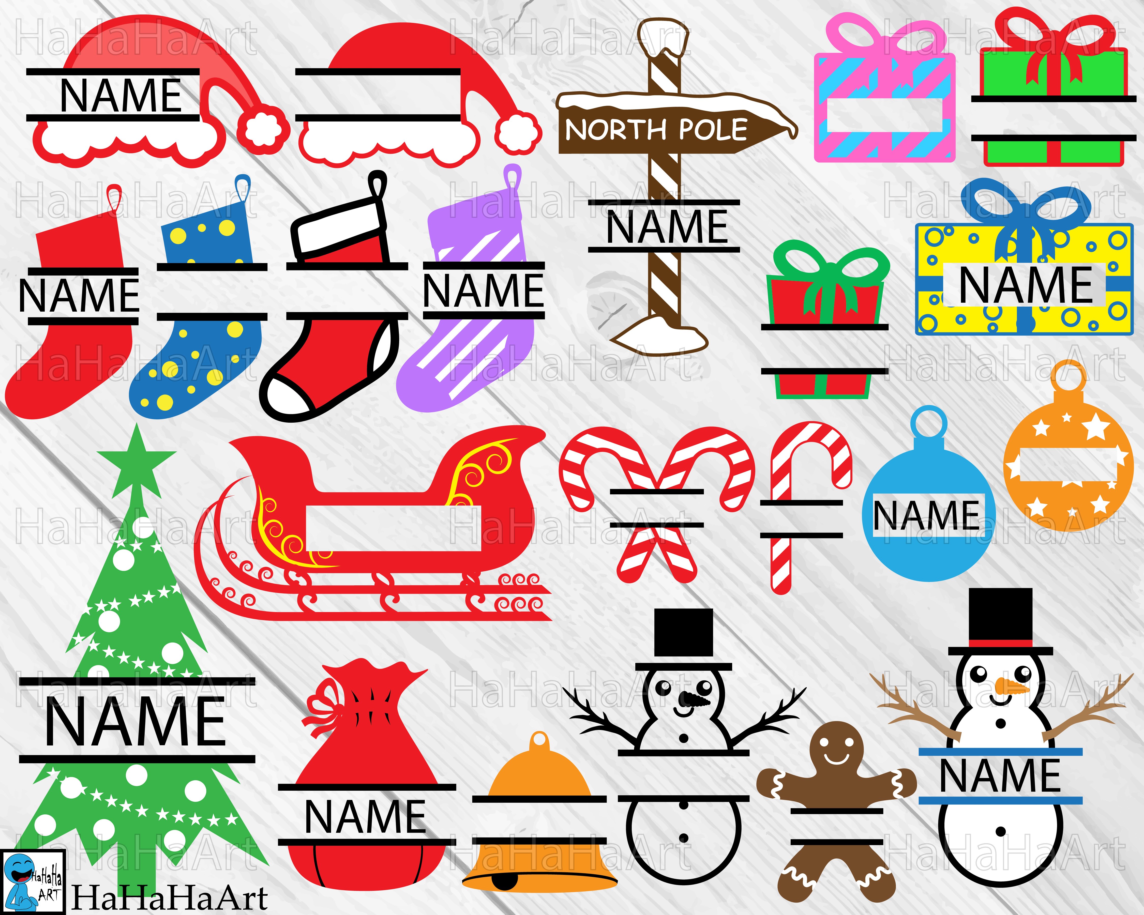 Split Christmas Designs - Clip art / Cutting Files (1059822)