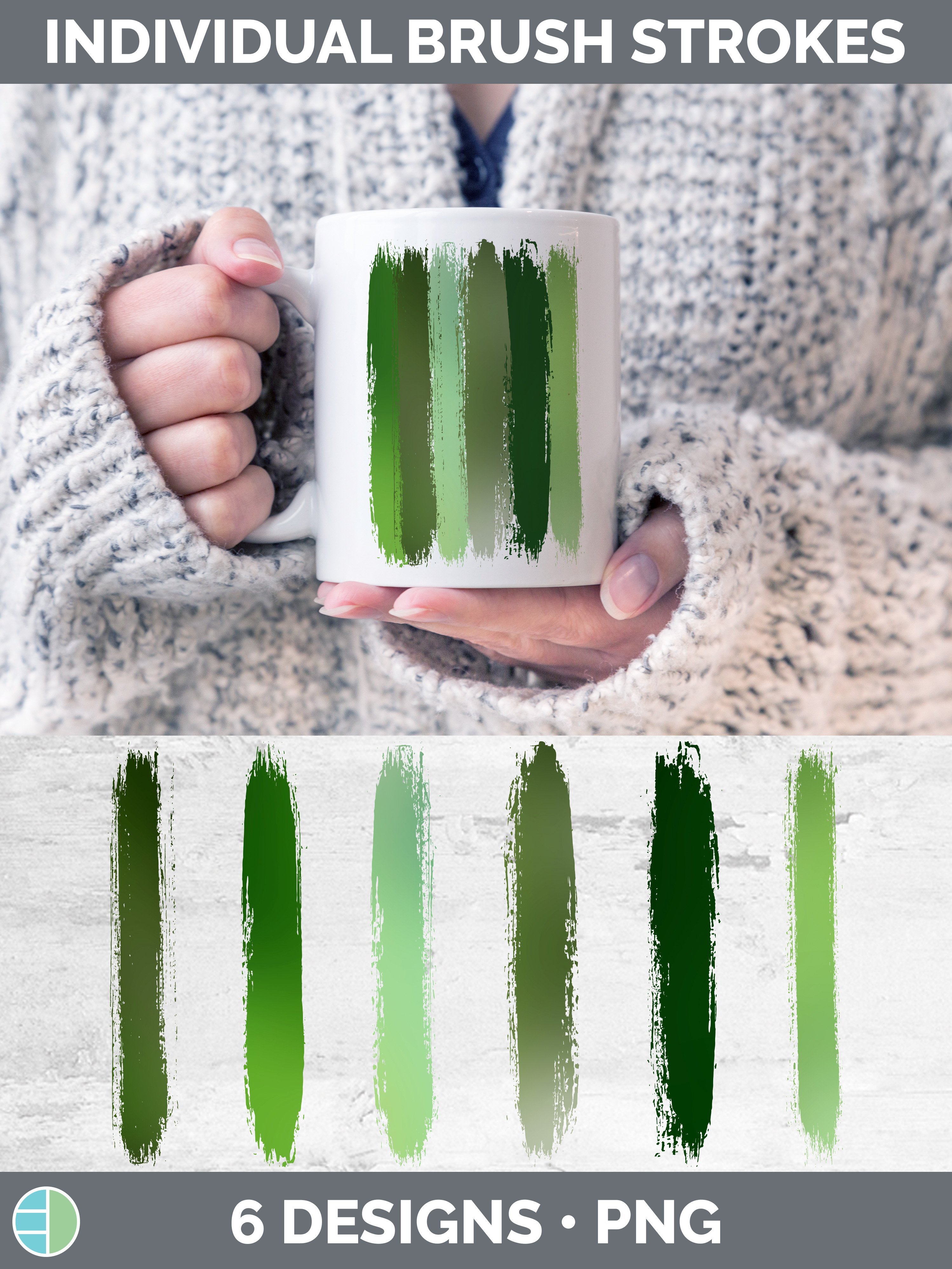 Green Ombre Brush Strokes PNG | Sublimation Designs