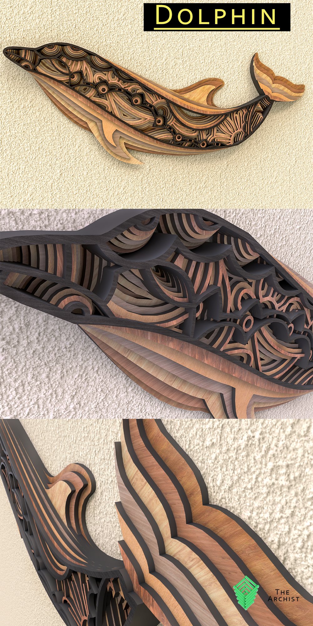 layered dolphin Wall Art