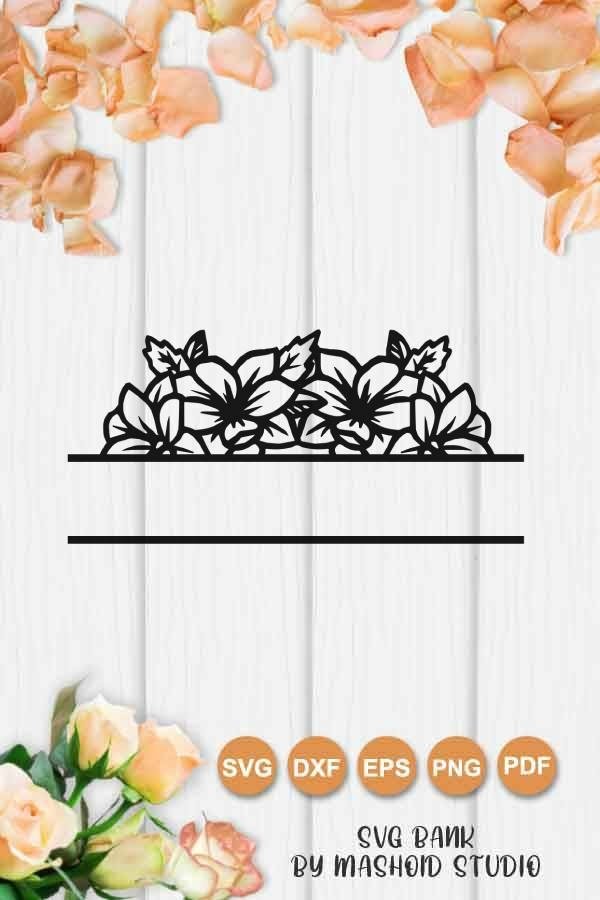 Monogram Split Floral Frame SVG