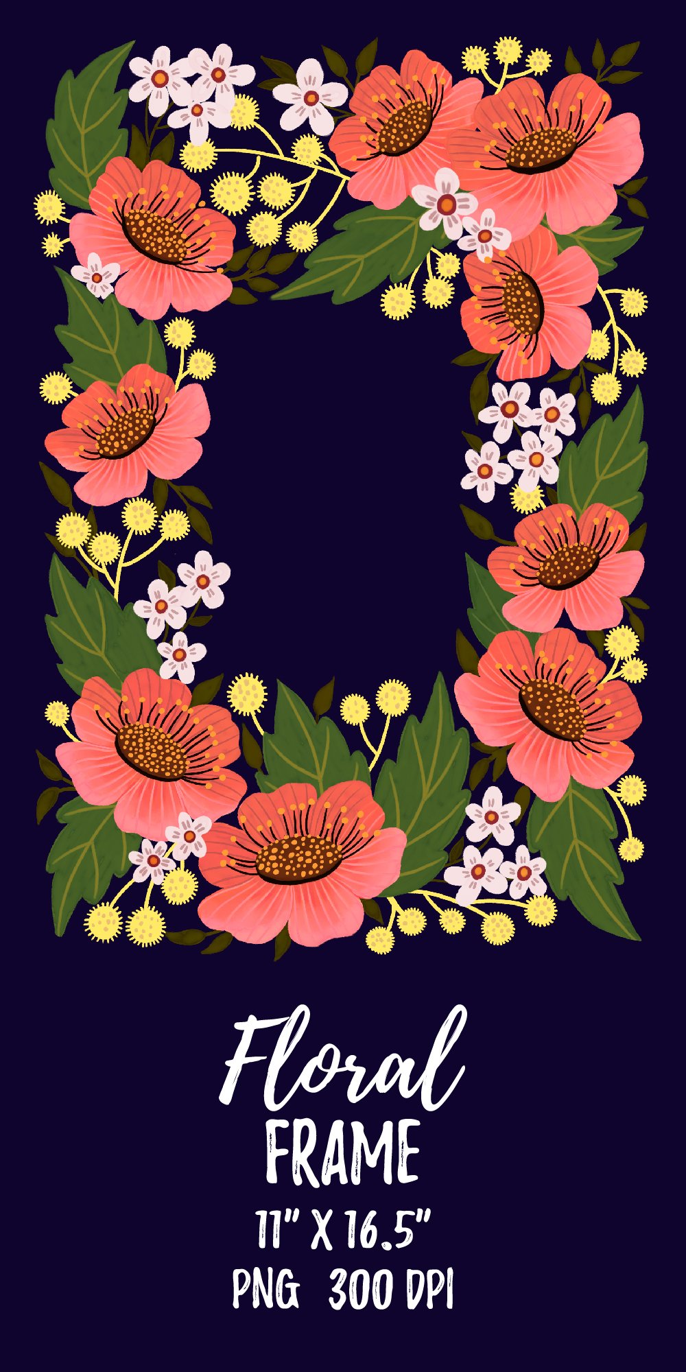 Cute floral frame, wreath of flowers png template