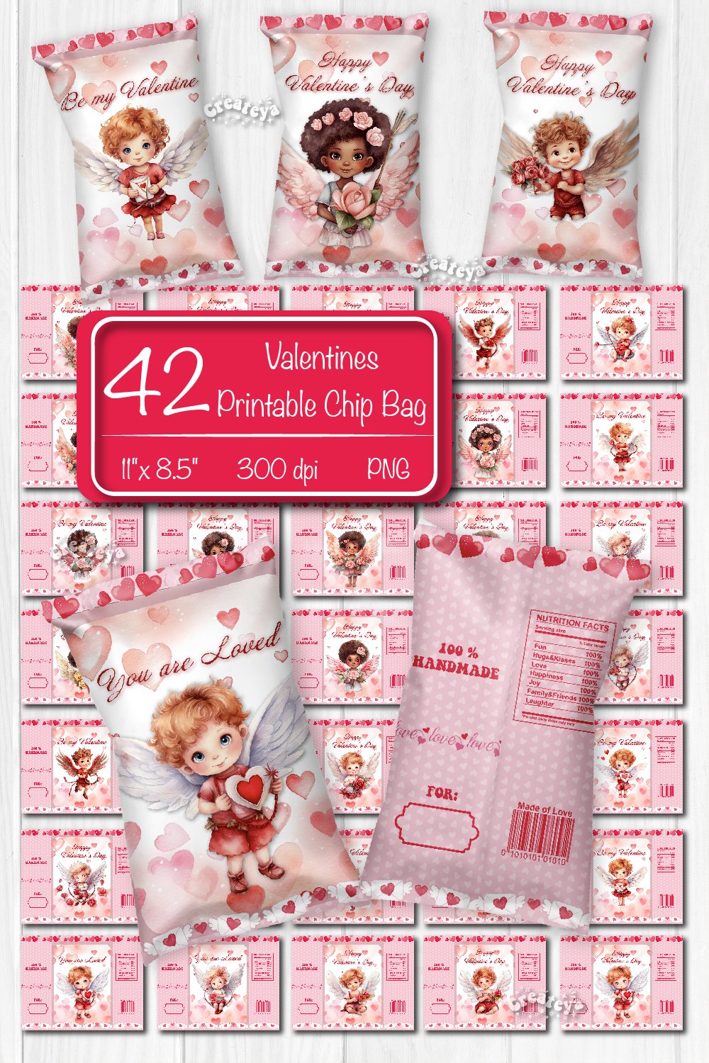 Valentine Chip Bag Bundle template Printable party favor