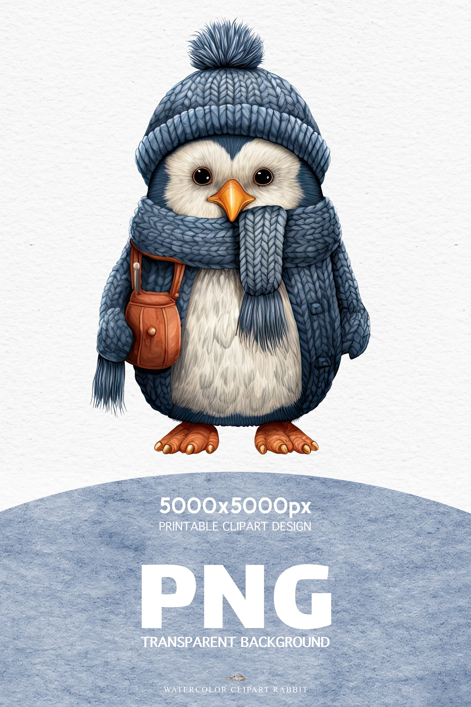 Cute Winter Baby Penguin Crochet Christmas Animals Clipart