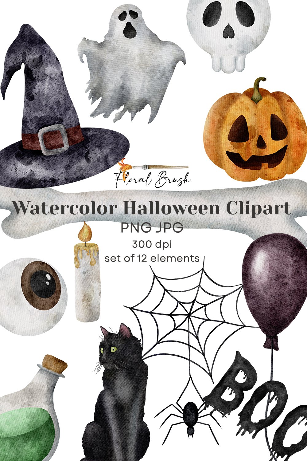 Watercolor Halloween Clipart (2084295) | Clipart | Design Bundles