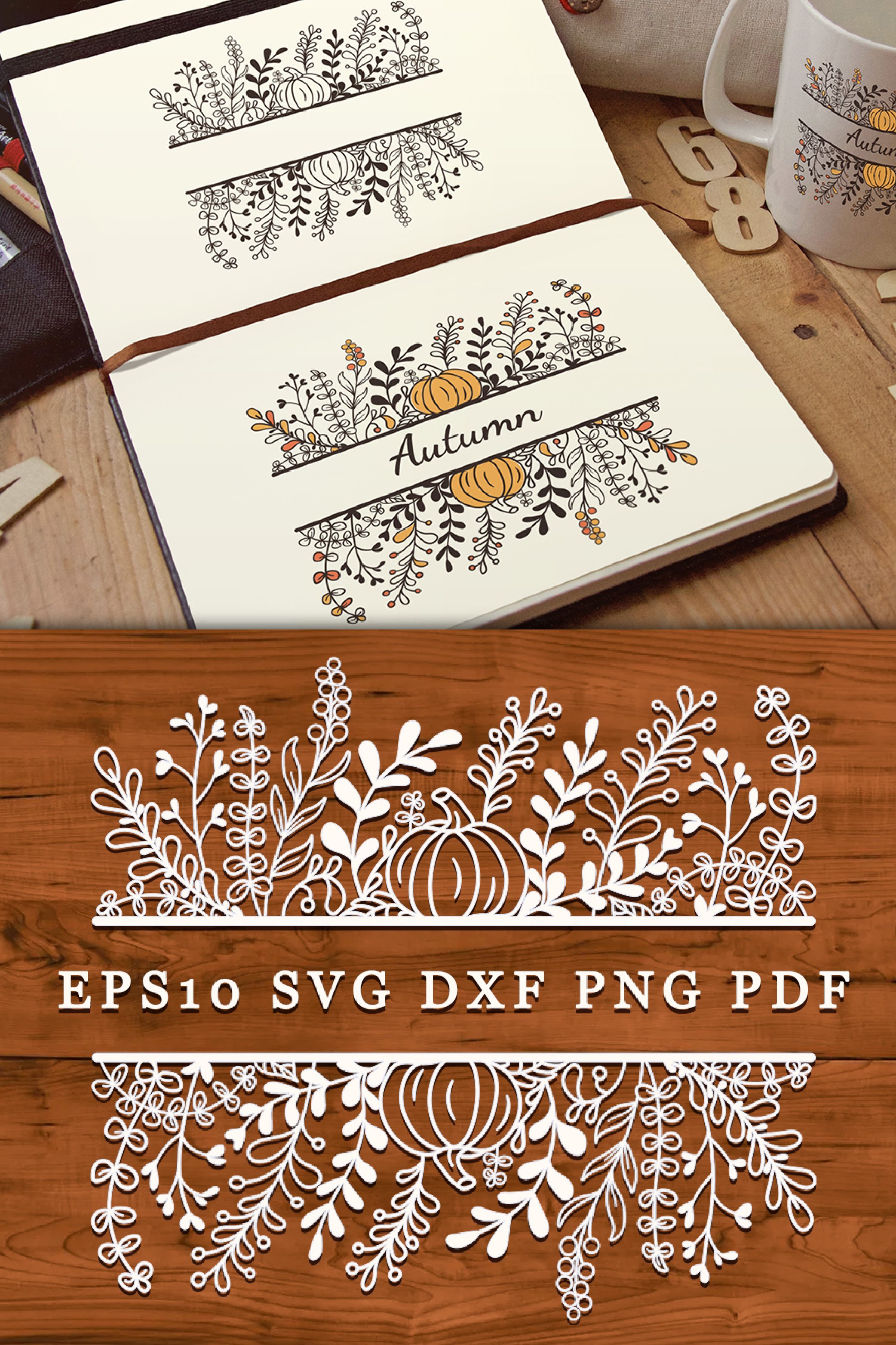 Autumn frame for monogram. SVG, EPS, DXF, PNG