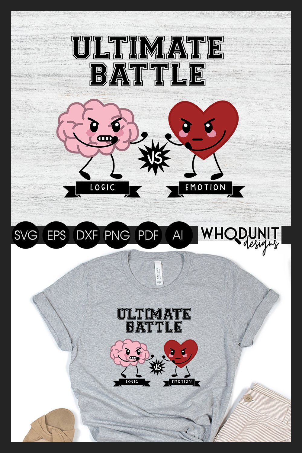 Brain vs Heart the Ultimate Battle SVG and Clipart
