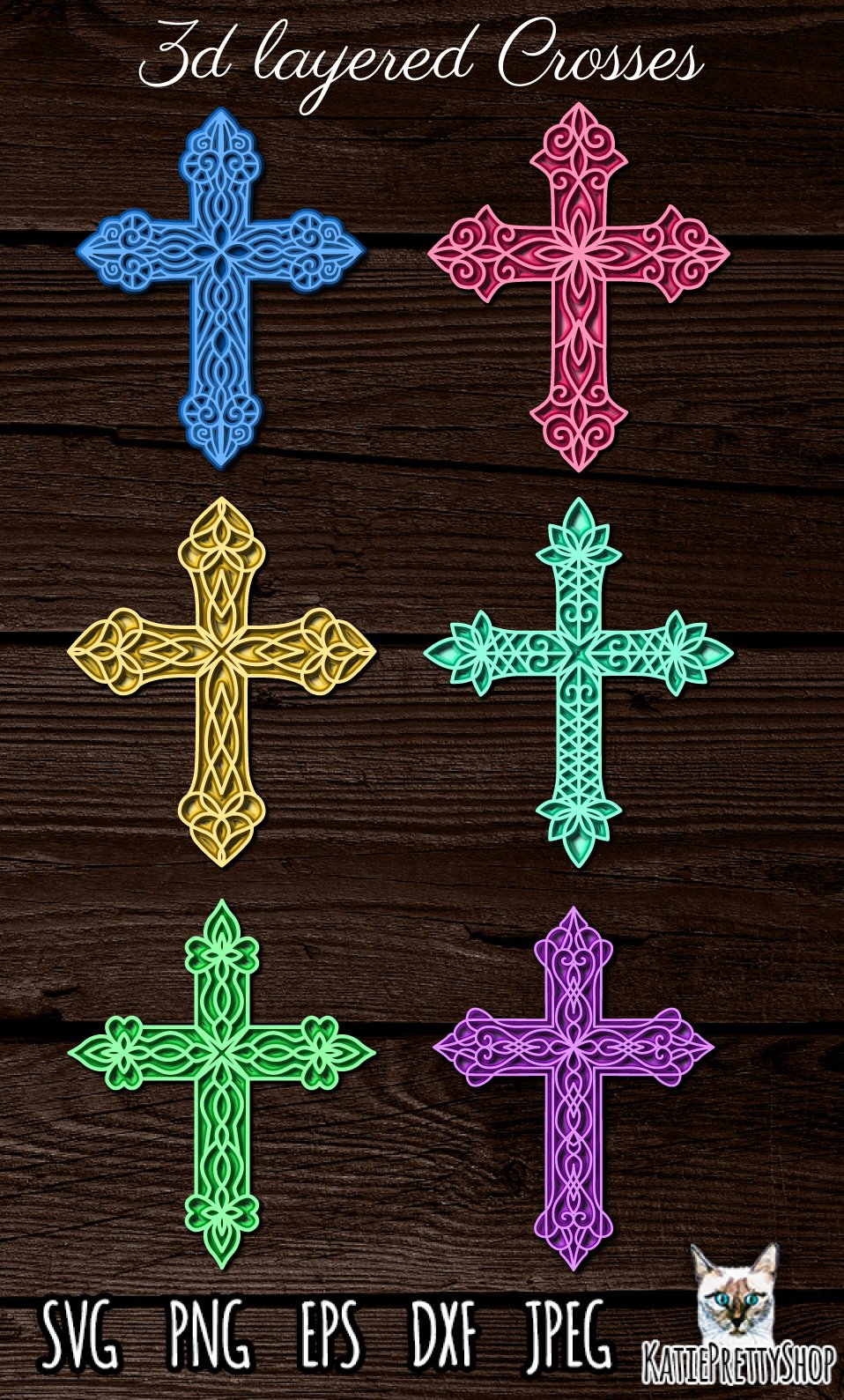 3d layered Cross svg bundle, multilayered SVG, (1341694)