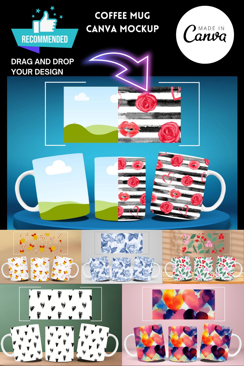 Coffee Mug Mockup CANVA Template Drag and Drop Mock Up