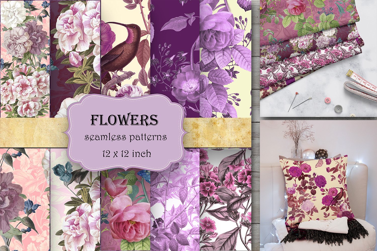 Floral Seamless pattern purple,violet , fabric