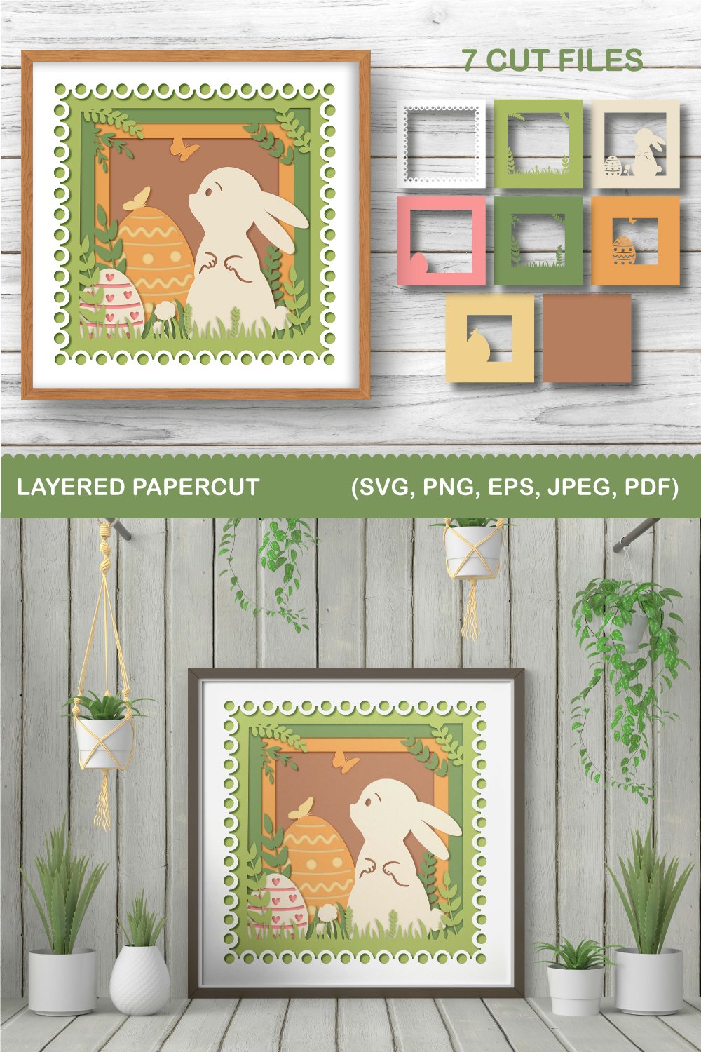 Easter Bunny 3D Shadow Box - SVG Papercut Cutting File