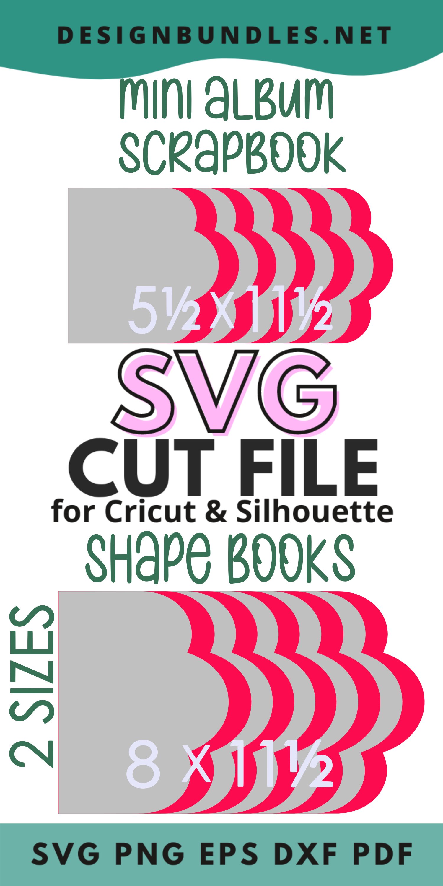 SHAPE MINI BOOK ALBUM DESIGN # 15 with 10 PAGES SVG CUT FILE
