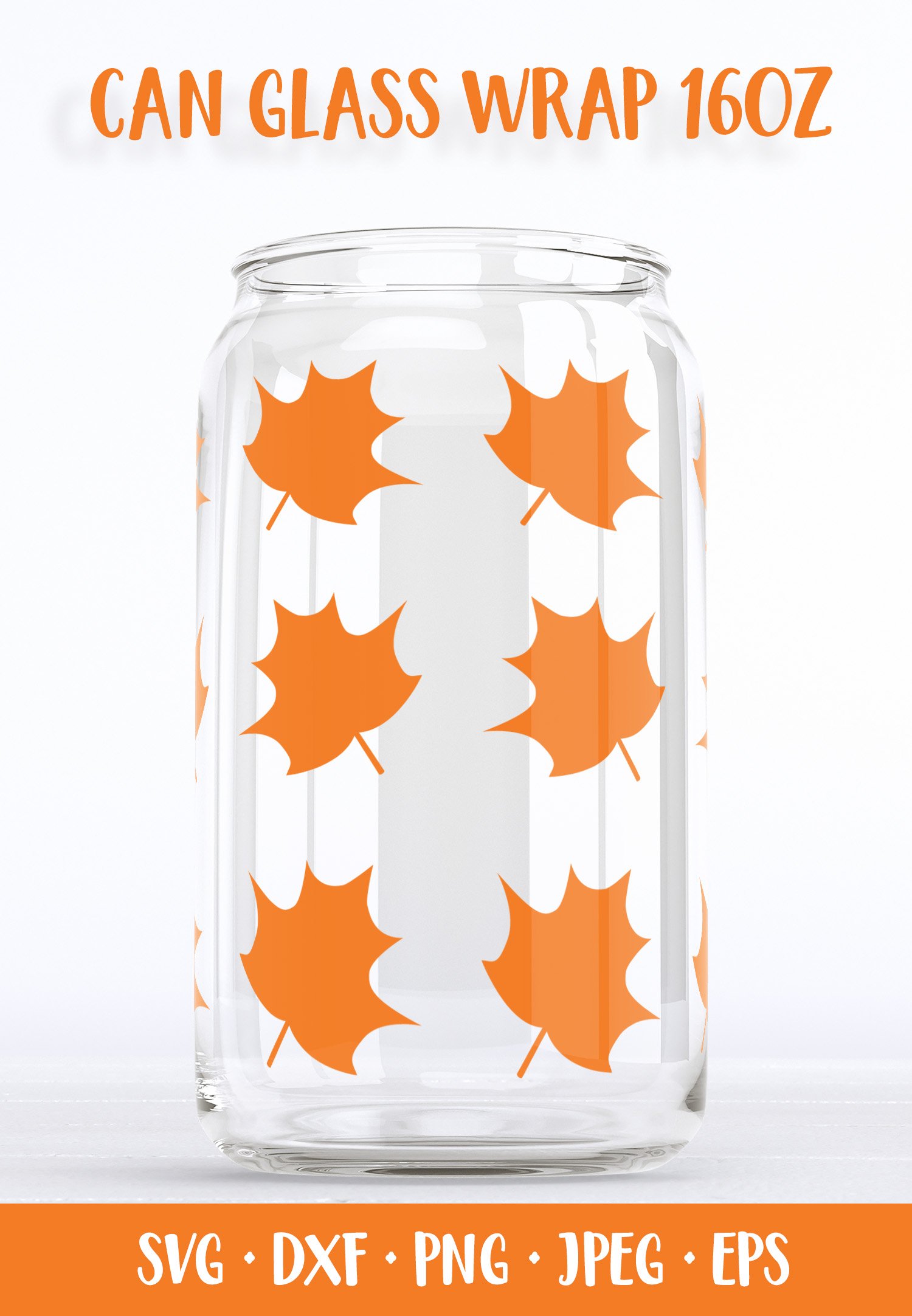 Maple Leaves Can Glass Wrap SVG. Autumn Glass Can (2142679)