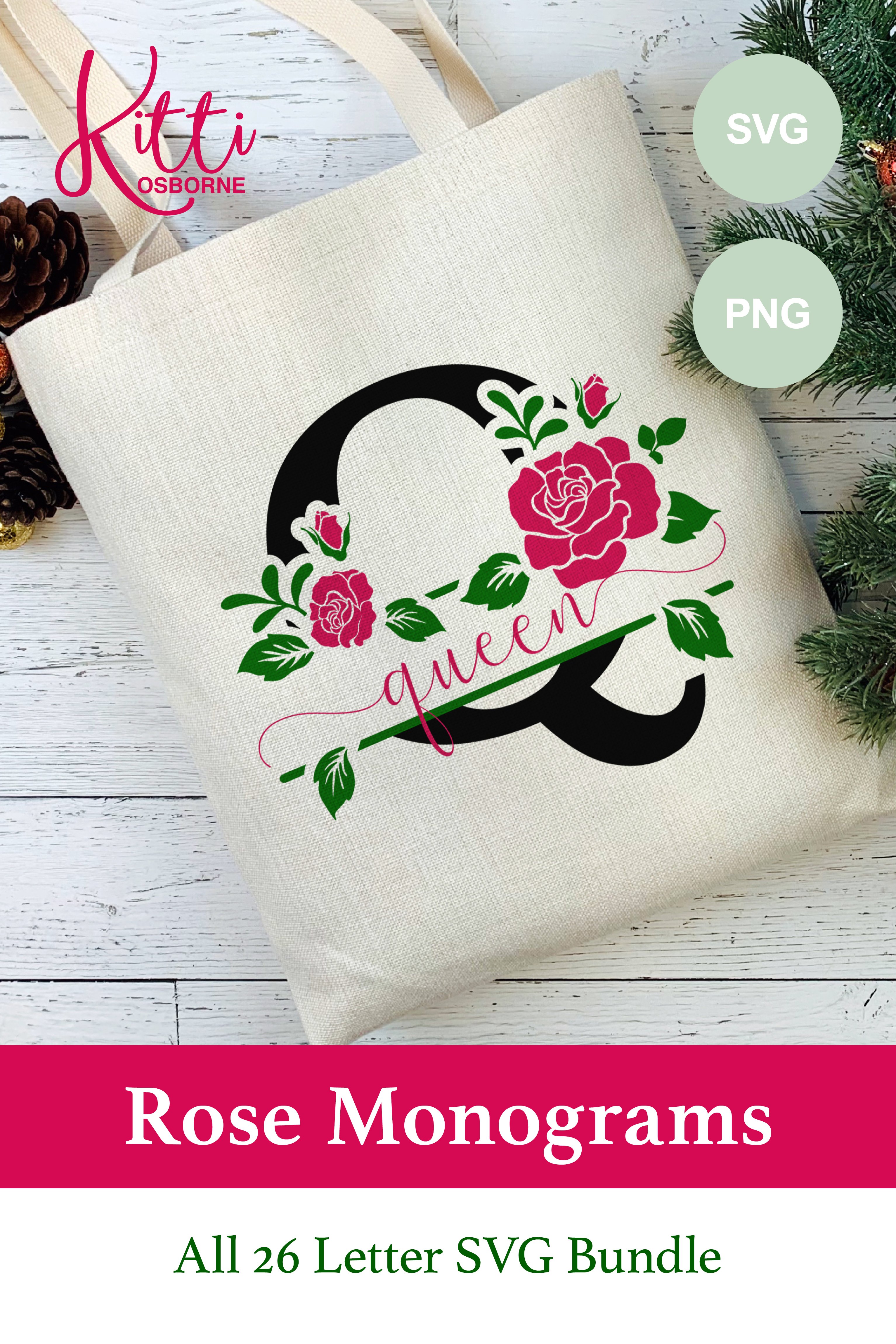 Rose Monograms - floral letters - SVG PNG (1020710)