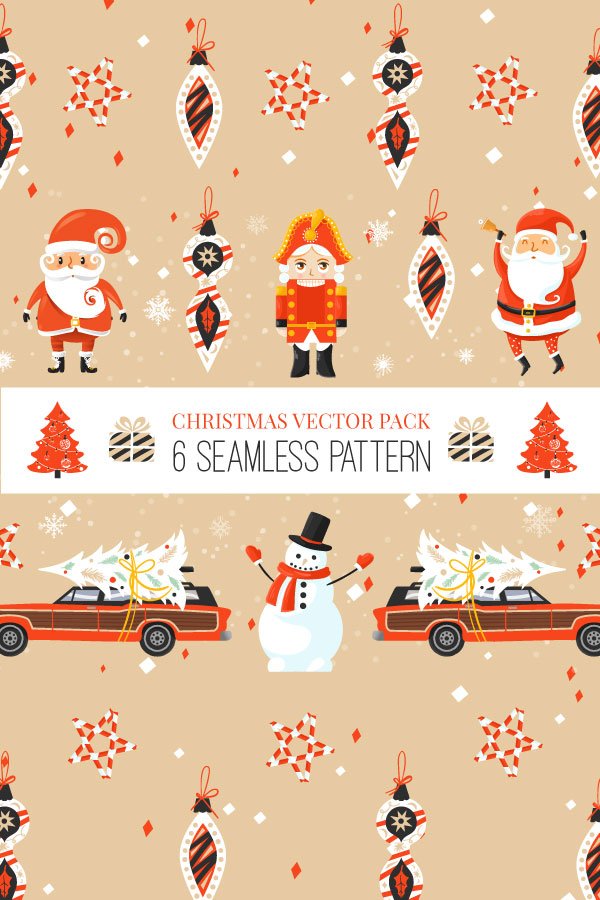 6 Colorful Retro Christmas Patterns