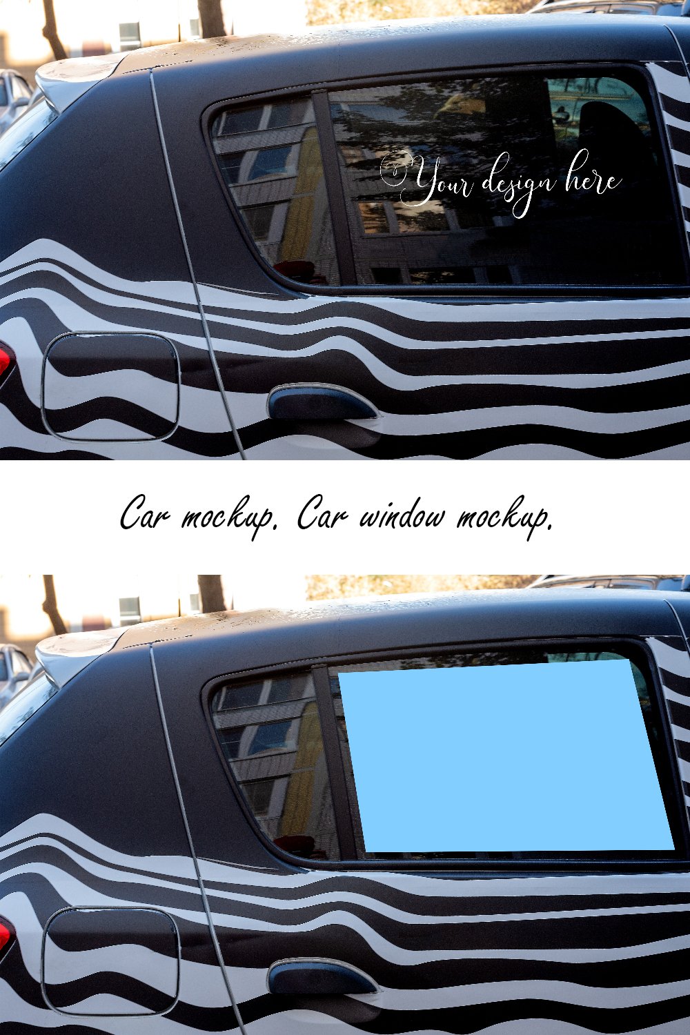 Car mockup. Car window mockup.