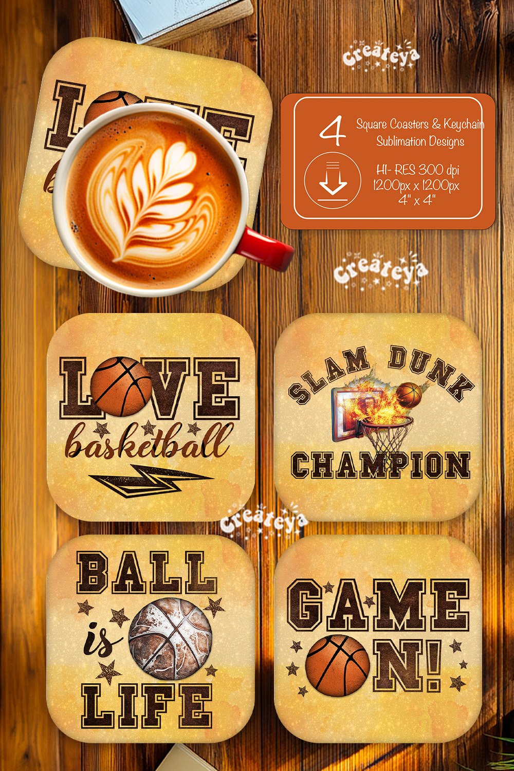 Basketball Square coaster png Sublimation coaster png
