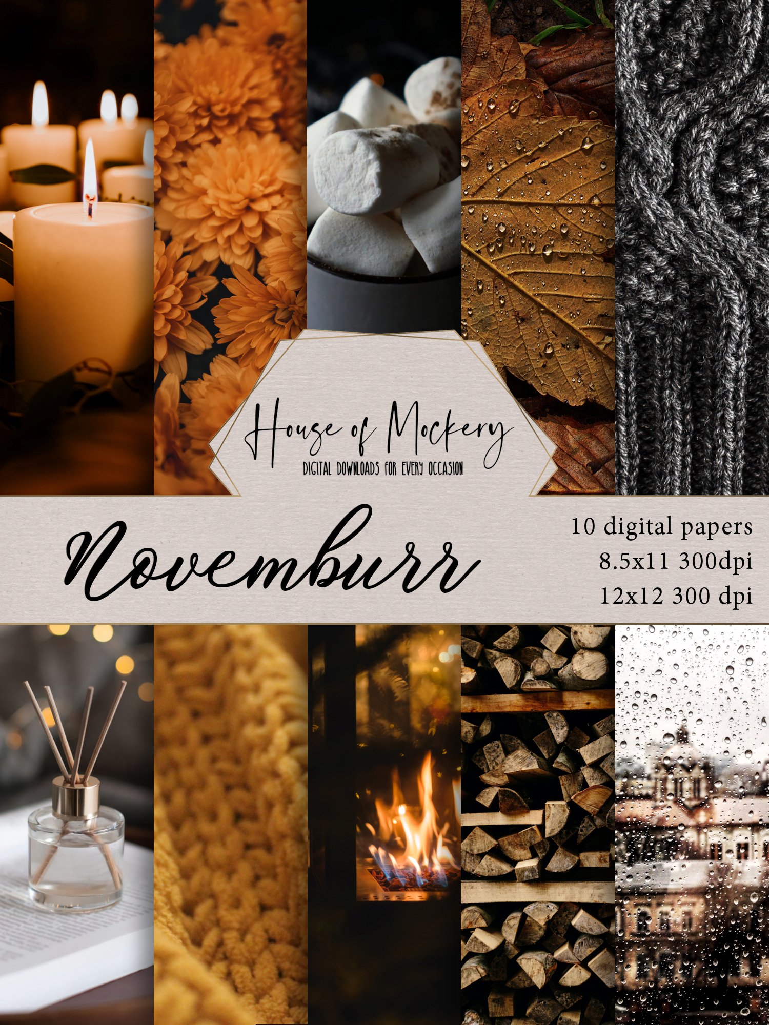 November Theme Scenic Digital Scrapbook Background Papers