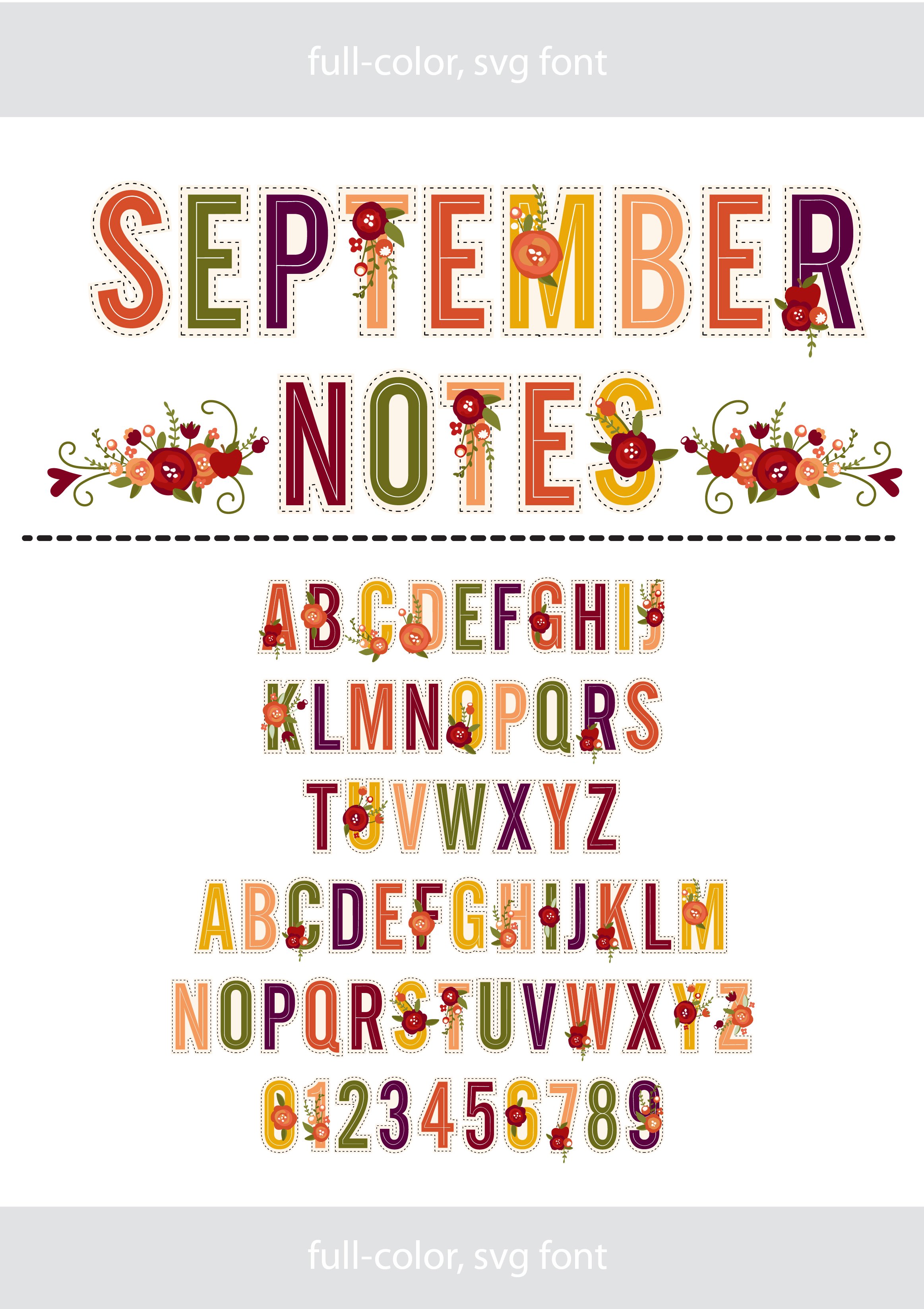 Full Color SVG Font great for autumn