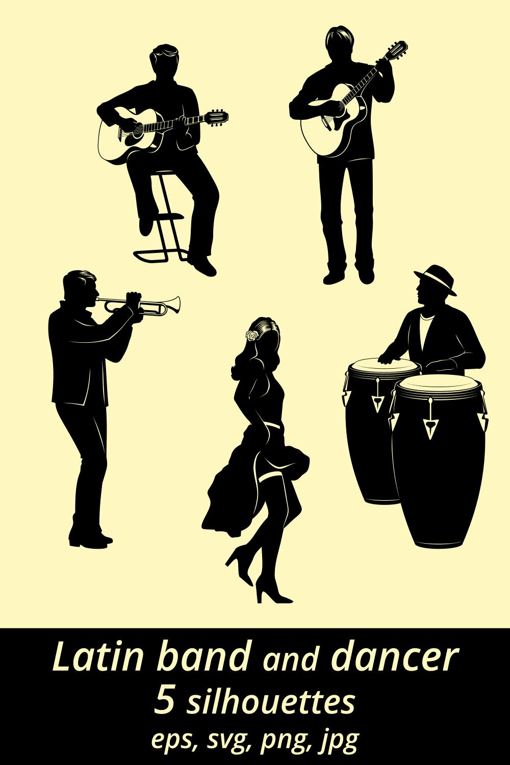 Latin Musicians and Dancer Silhouettes