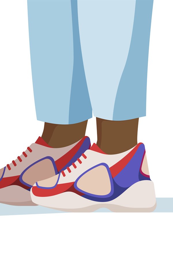 Feet in sneakers. Active lifestyle people standing in fashio