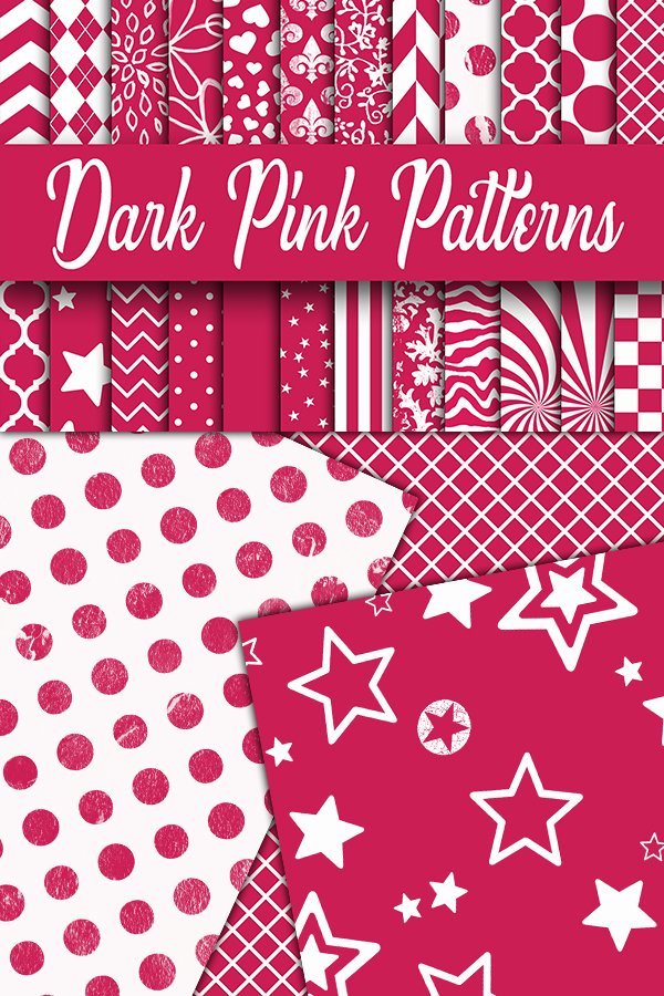 Dark Pink Patterns Digital Paper